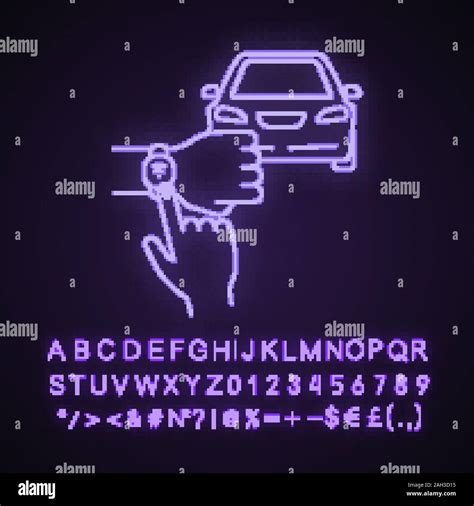 Nfc Car Neon Light Icon Nfc Bracelet Auto Key Glowing Sign With
