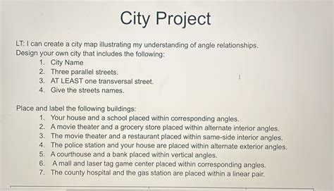 Solved City Project Lt I Can Create A City Map Illustrating My