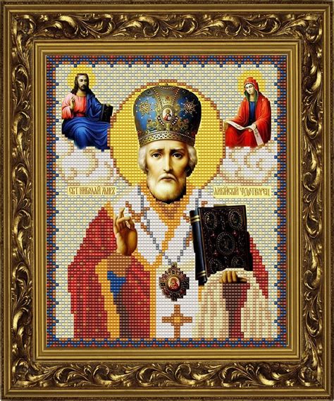Рисунок на ткани для вышивания схема вышивки бисером икона Николай ...