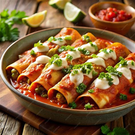 Enchiladas Mexican Food Premium Ai Generated Image