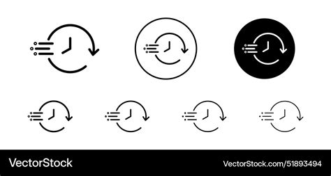 Fast Time Icon Set Collection Outline Royalty Free Vector