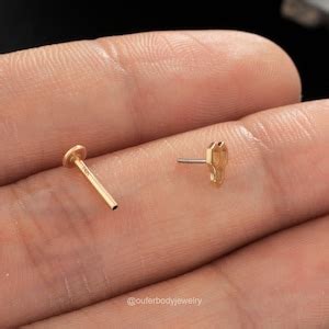 14k Solid Gold Bee And Honeycomb Threadless Cartilage Earringpush Pin