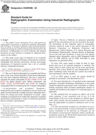 Astm E94 E94m 22 Standard Guide For Radiographic Examination Using Industrial Radiographic Film