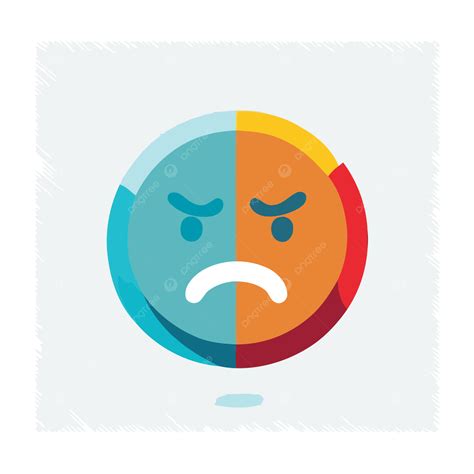 분노한 감정의 이미지와 텍스트 벡터 흰색 배경에 오만한 이모티콘의 단순한 다채로운 아이콘 그림자 없음 작은 프레임 중앙 Png 일러스트 및 벡터 에 대한 무료