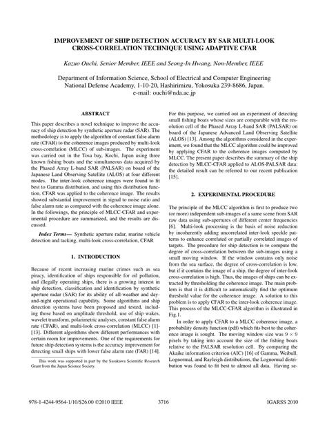 pdf improvement of ship detection accuracy by sar multi look cross