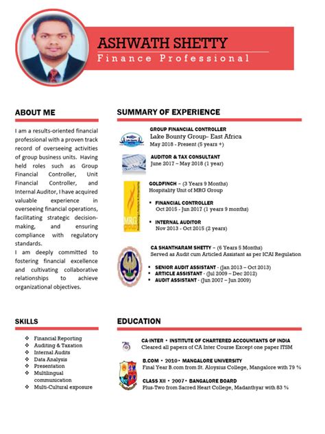 Ashwath Shetty Cv Pdf Audit Internal Audit