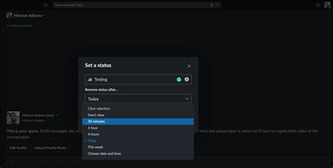 how to update your slack status