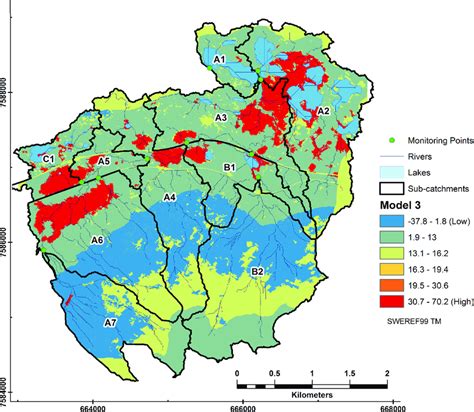 Relative Doc Contributions From Subcatchments To Riverine Doc In