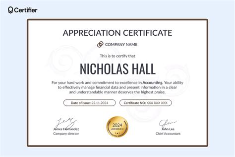 7 Sample Format Of Certificate Of Appreciation Template Howtowiki