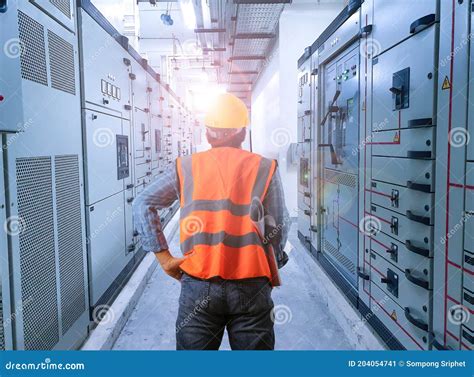 Electrical Engineering Inspect The Electrical Control Room Stock Image