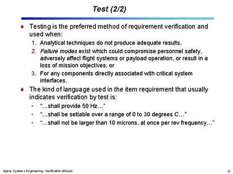 Verification Module Space Systems Engineering Version 1 0