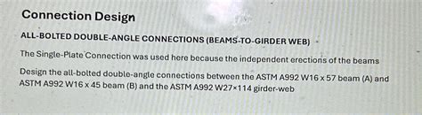 Solved Connection Designall Bolted Double Angle Connections