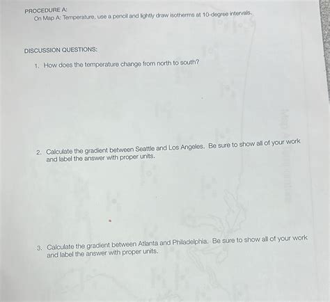 Solved PROCEDURE A On Map A Temperature Use A Pencil And Lightly Draw Isotherms At Degree