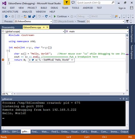 Developing C Programs For The Intel Edison Module With Visual Studio Visualgdb Tutorials