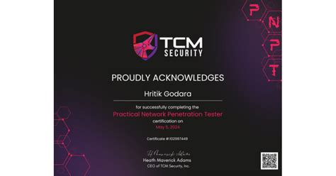 Practical Network Penetration Tester • Hritik Godara • Tcm Security Hritik Godara 34 Comments