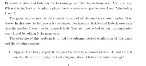 Problem 2 Alice And Bob Play The Following Game The