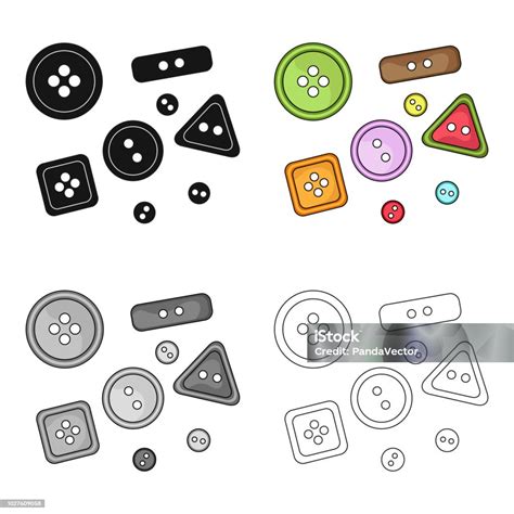 옷에 대 한 단추입니다 꿰 매 거 나 짓는 도구 키트 만화 스타일 벡터 기호 재고 일러스트 웹에서 단일 아이콘 그림자에 대한 스톡 벡터 아트 및 기타 이미지 Istock