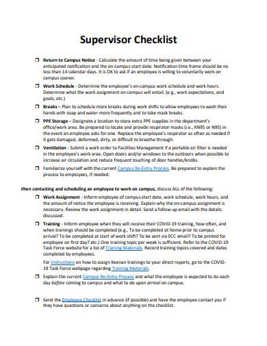 Free 33 Supervisor Checklist Samples In Pdf Ms Word