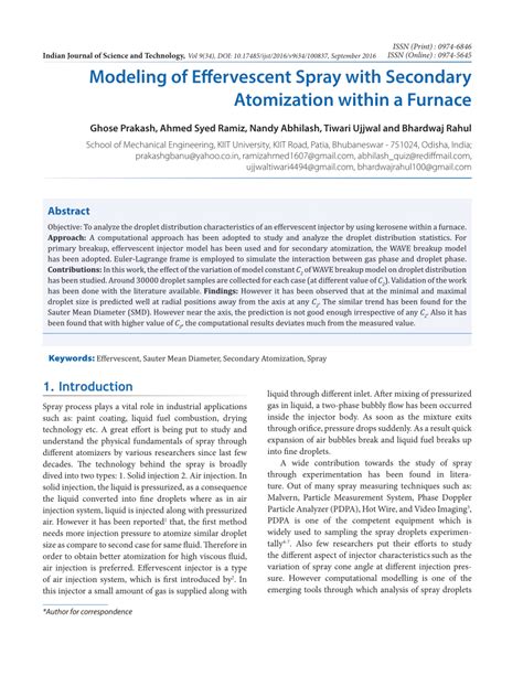 Pdf Modeling Of Effervescent Spray With Secondary Atomization Within A Furnace