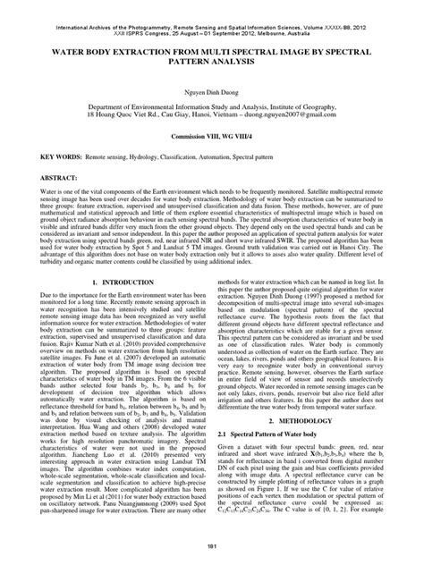 Water Body Extraction From Multi Spectral Image By Pdf Remote