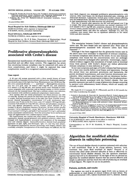 Algorithm For Modified Alkaline Diuresis In Salicylate Poisoning The Bmj