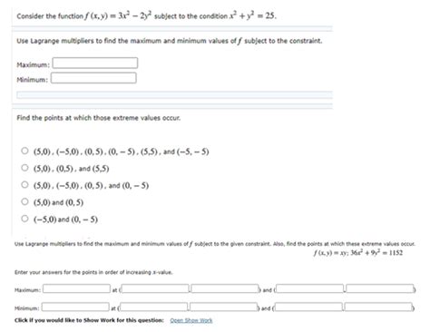 solved consider the function f x y 3x 2y subject to
