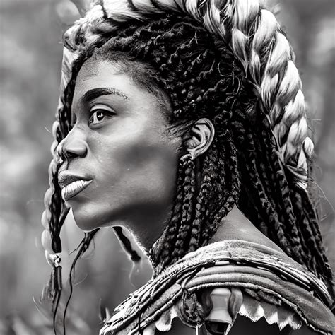 Portrait Rapproché Dune Belle Femme Viking Noire · Creative Fabrica