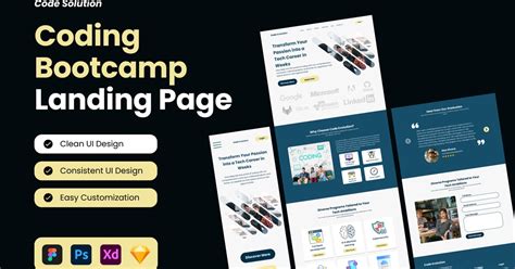code solution coding bootcamp landing page websites ux and ui kits ft bootcamp and coding