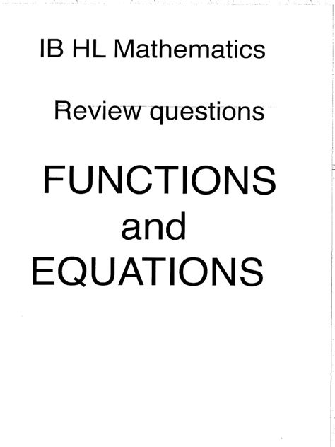 Ib Math Hl Functions And Equations Pdf Teaching Mathematics Science