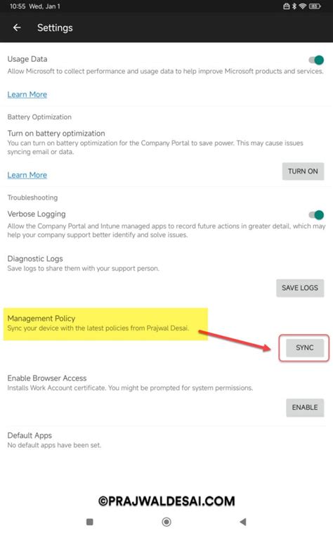 how to manually sync android device with intune
