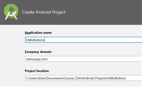 Android Start New Project Nemoquiz