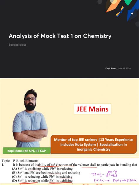 Analysis Of Mock Test 1 On Chemistry With Anno Pdf