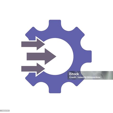 플랫 스타일의 워크플로우 프로세스 아이콘입니다 흰색 고립 된 배경에 화살표 벡터 일러스트와 함께 기어 코그 휠 워크플로 비즈니스 개념입니다 Eps 10 개선에 대한 스톡