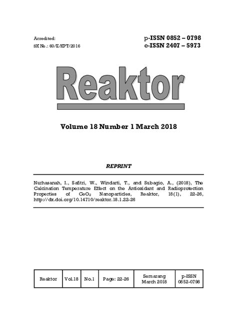 Pdf The Calcination Temperature Effect On The Antioxidant And