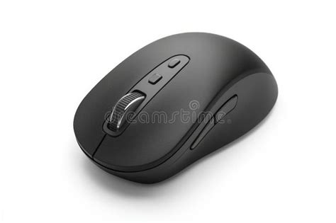 black computer mouse with scroll wheel on white background neural network ai generated stock