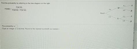 Solved Fnd The Probablity By Referring To The Tree Diagram