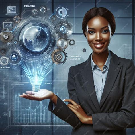 Innovative Business Solutions A Business Leader Presenting Cuttingedge Automation Tools Designed