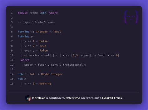 Dardekas Solution For Nth Prime In Haskell On Exercism