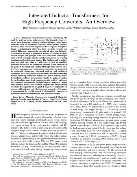 Pdf Integrated Inductor Transformers For High Frequency Converters An Overview