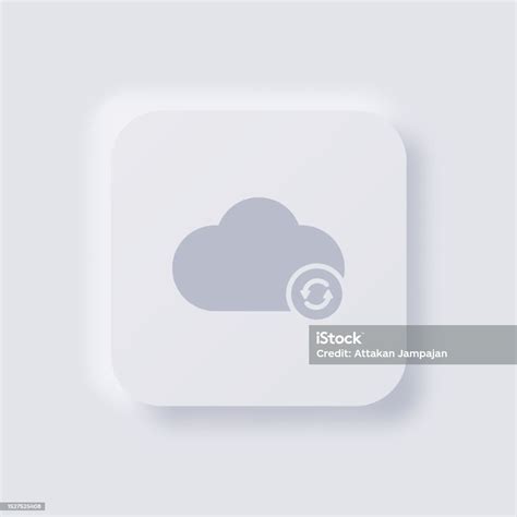 회전 화살표가 있는 구름 아이콘 웹 디자인을 위한 White Neumorphism 소프트 Ui 디자인 애플리케이션 Ui 등 버튼 벡터 3차원 형태에 대한 스톡 벡터 아트 및
