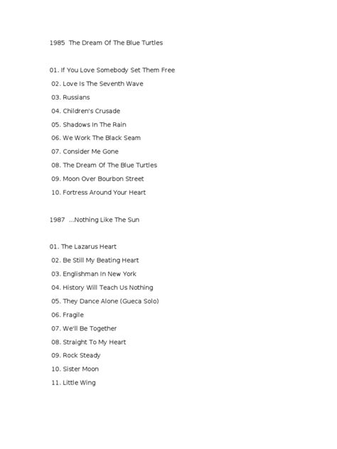 Sting Discography Pdf Leisure Entertainment General