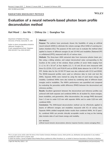 PDF Evaluation Of A Neural Network Based Photon Beam Profile Deconvolution Method