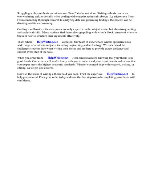 Thesis On Microwave Filters Pdf