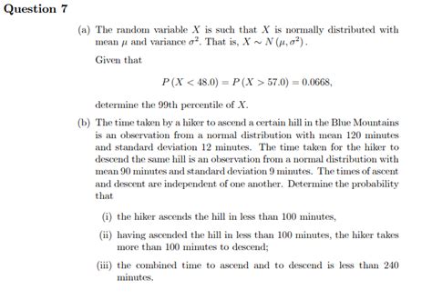 Solved A The Random Variable X Is Such That X Is Normally Chegg