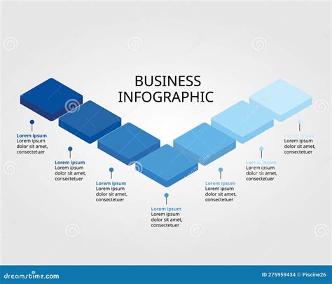 Blue Square Chart Template Of Right Side For Infographic For