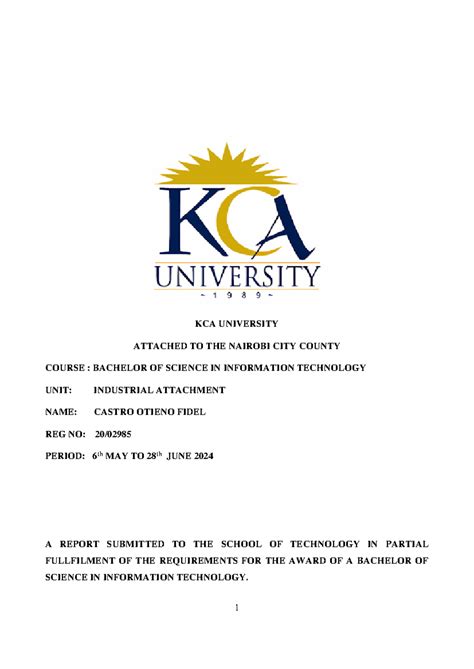 Castroattachment Report Kca University Attached To The Nairobi City