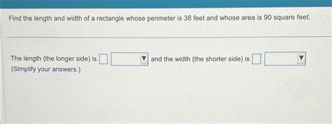 solved find the length and width of a rectangle whose