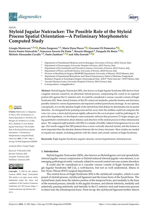 Pdf Styloid Jugular Nutcracker The Possible Role Of The Styloid