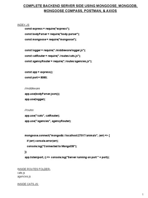 Complete Backend Server Side Using Mongoose Mongodb Mongoose Compass