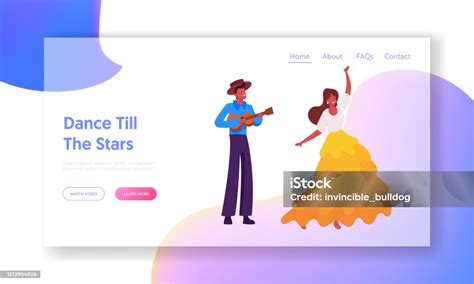 리오 카니발 웹 사이트 방문 페이지 우쿨렐레 기타를 연주하는 젊은 남자 소녀 춤 전통 댄스 공정한 웹 페이지 배너에서 공연하는 뮤지션 캐릭터 기타리스트 만화 플랫 벡터